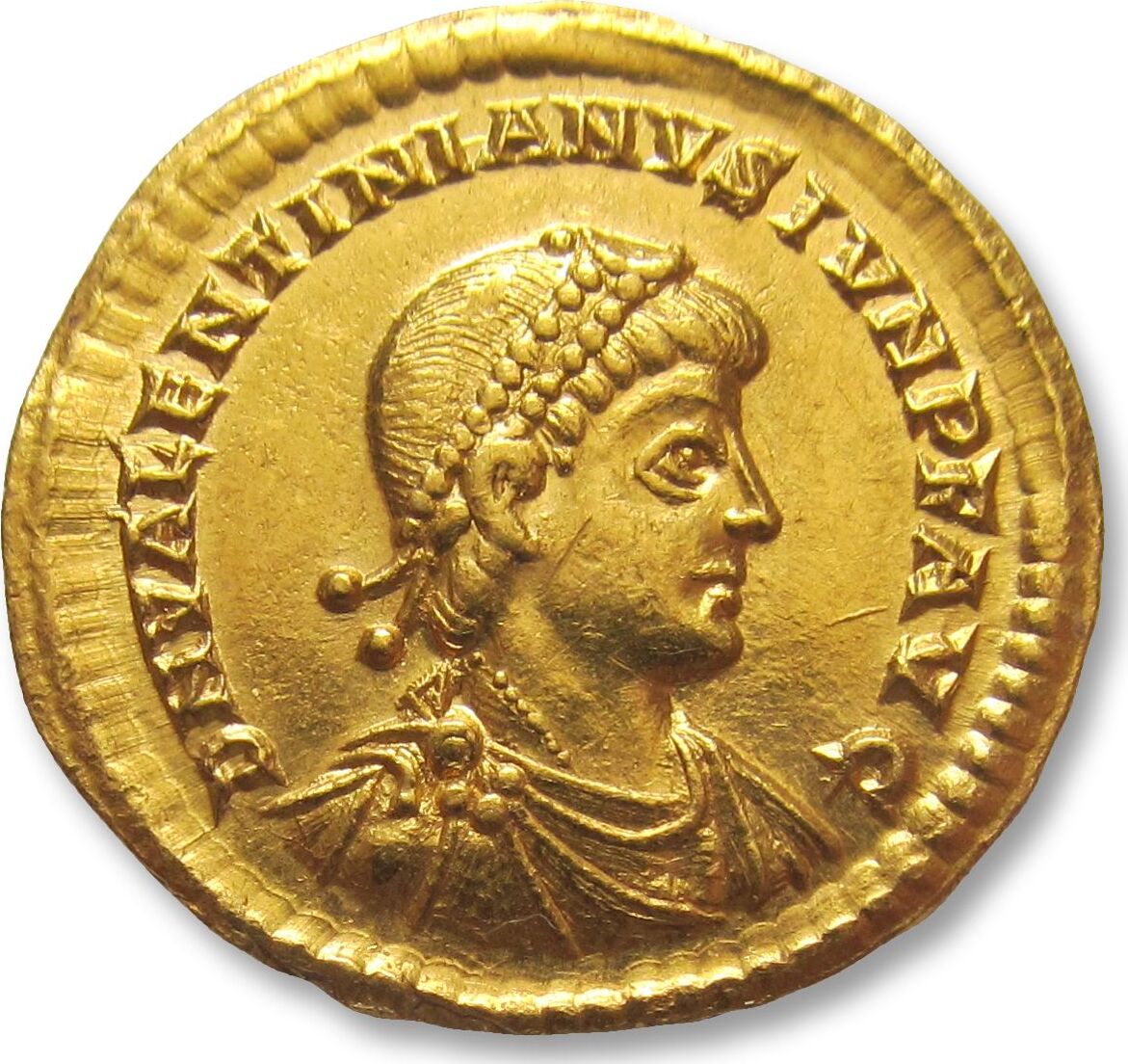 ROMAN EMPIRE AV gold solidus 376-377 A.D. Valentinian II ...