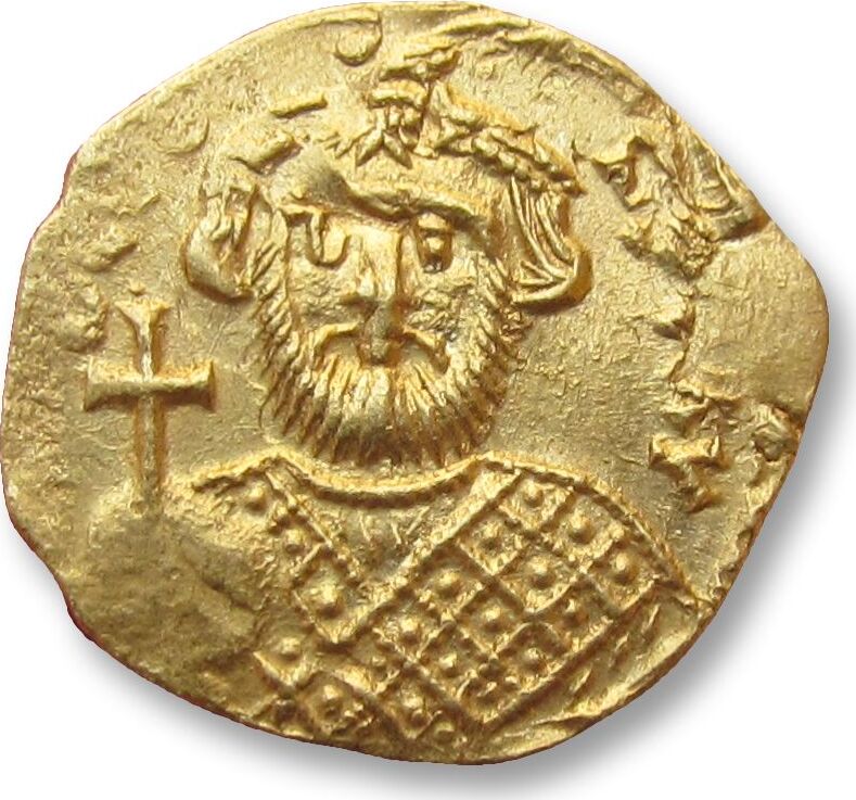 BYZANTINE EMPIRE AV gold tremissis 695-698 A.D. Leontius ...