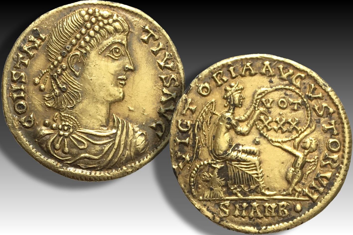 ROMAN EMPIRE Fourée Solidus 337-347 A.D. Constantius II, imitating an ...