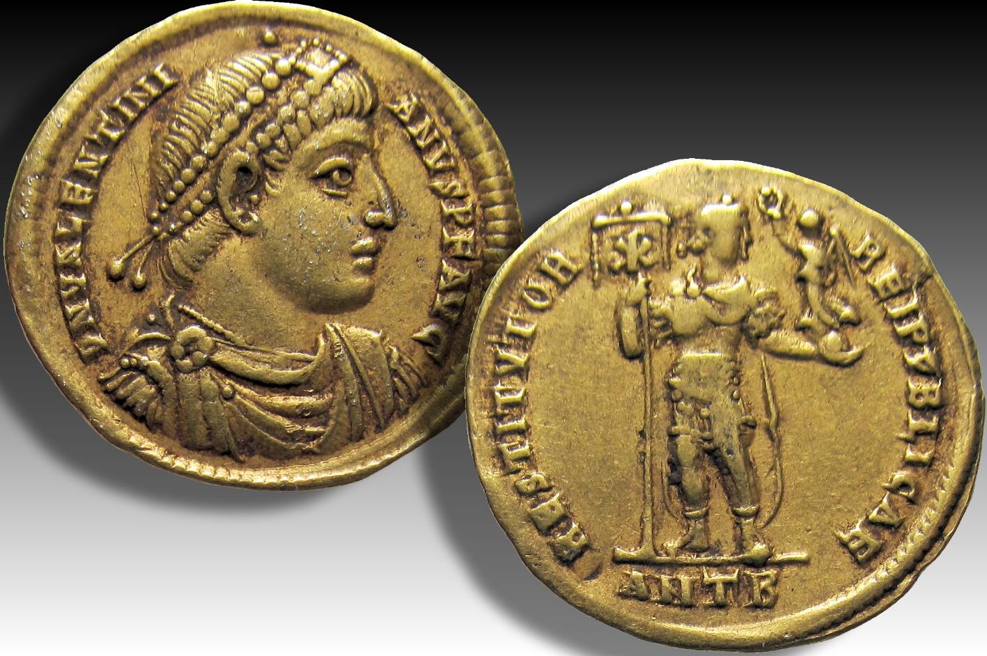 ROMAN EMPIRE AV gold solidus 367 A.D. Valentinian I / Valentinianus I ...