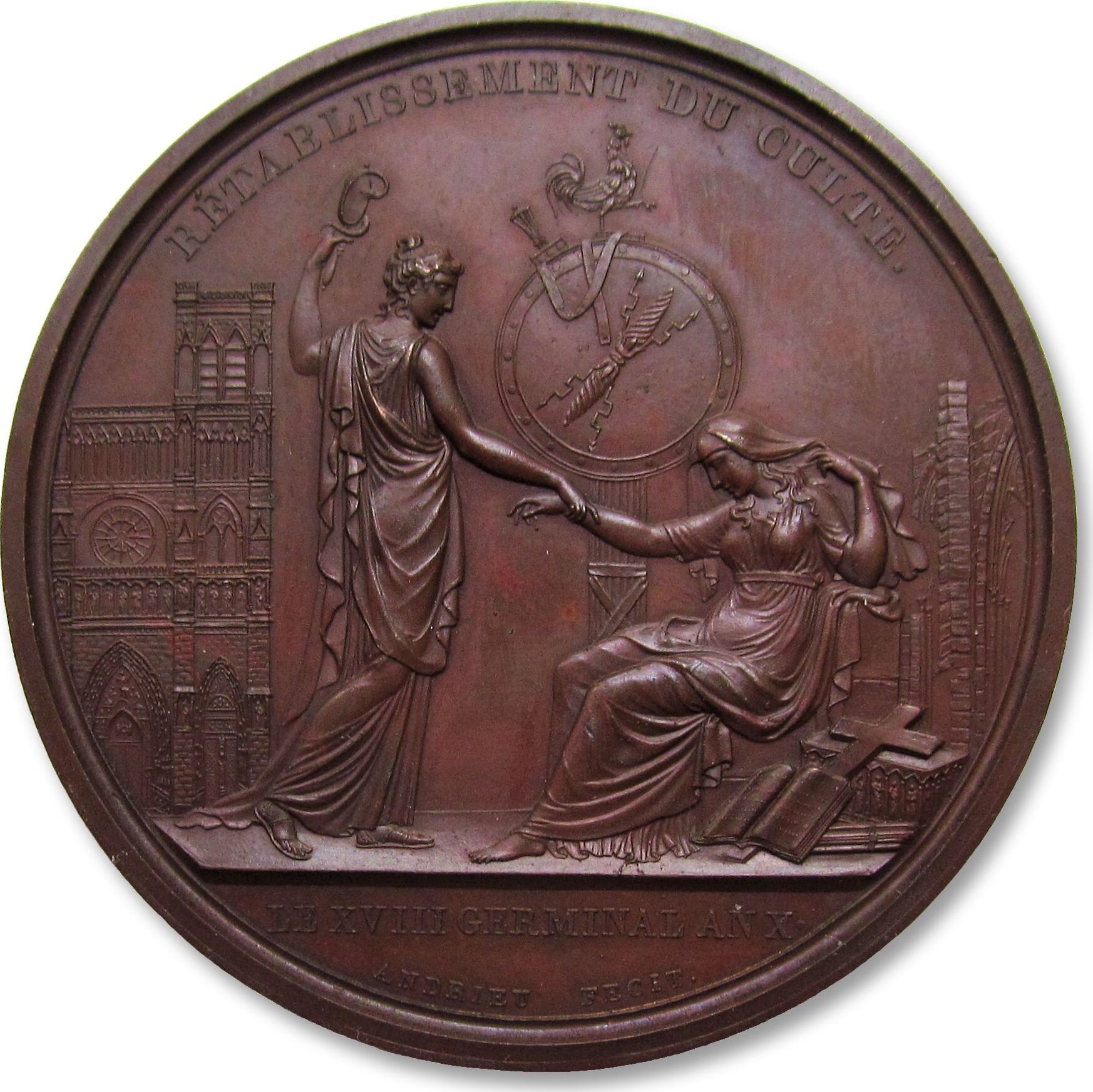 FRANCE - FIRST REPUBLIC AE 51mm commemorative medal 1802 A.D. Napoleon ...