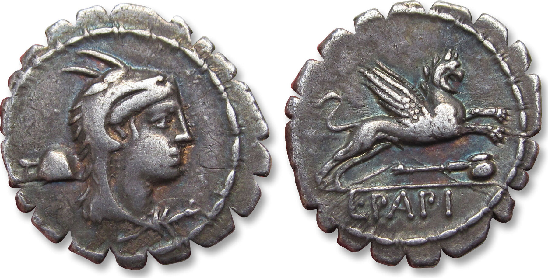 ROMAN REPUBLIC AR denarius 79 B.C. L. Papius, Rome -- furnace ...