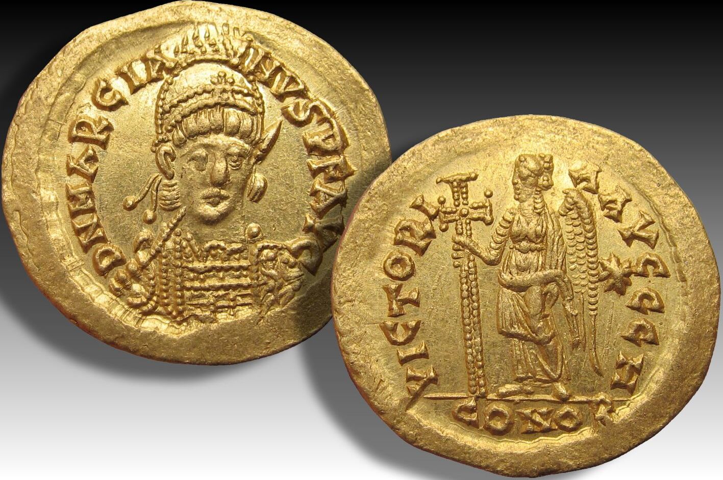 ROMAN EMPIRE AV gold solidus circa 450 A.D. Marcian / Marcianus ...