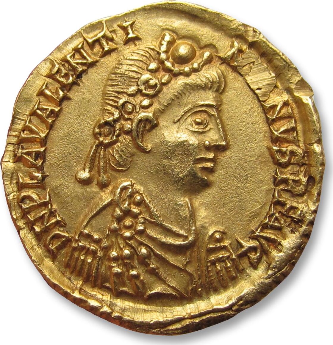 ROMAN EMPIRE AV gold solidus 426-455 A.D. Valentinian III ...