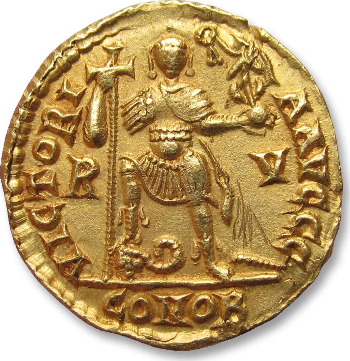 ROMAN EMPIRE AV gold solidus 426-455 A.D. Valentinian III ...