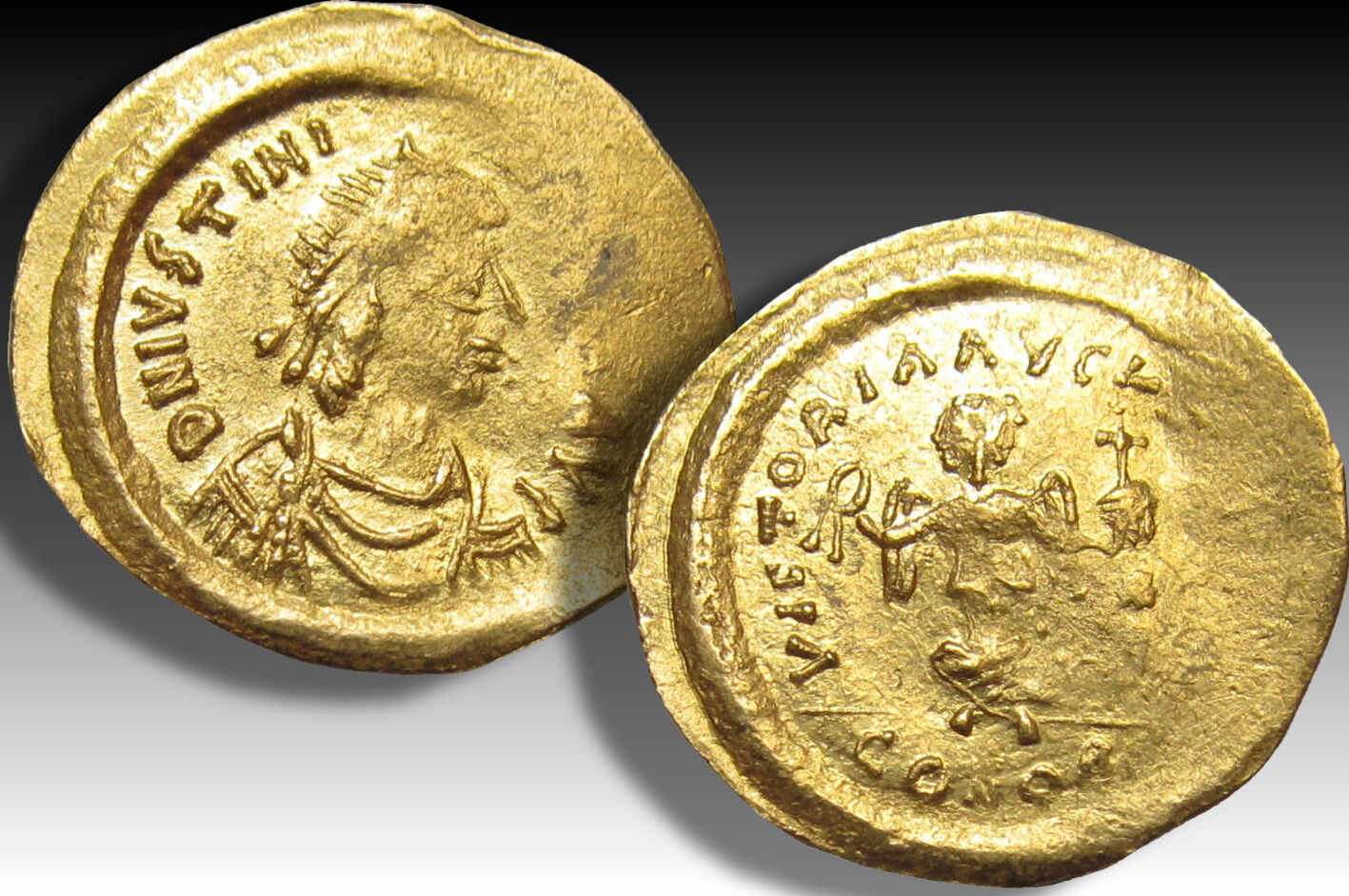 BYZANTINE EMPIRE AV gold tremissis 527-565 A.D. Justinian I ...