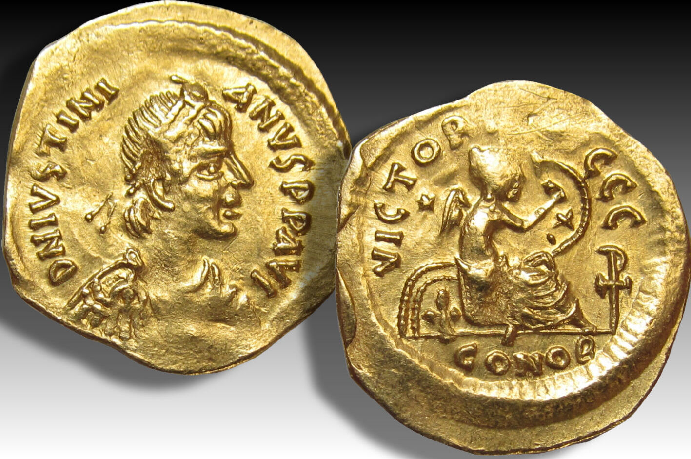 BYZANTINE EMPIRE AV gold semissis 527-565 A.D. Justinian I ...