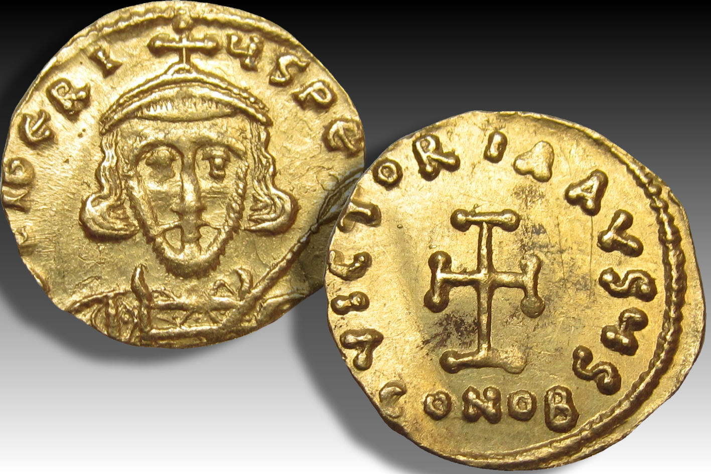 BYZANTINE EMPIRE AV gold tremissis 698-705 A.D. Tiberius III Apsimar ...