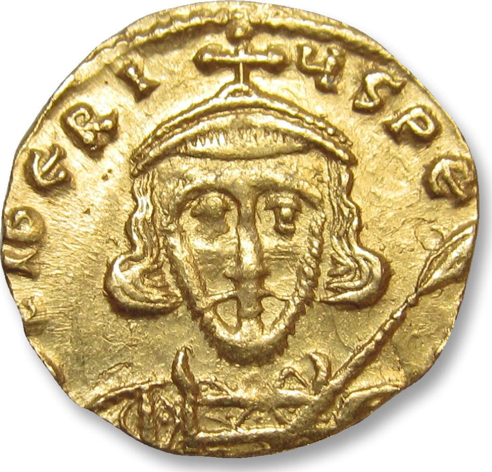 BYZANTINE EMPIRE AV gold tremissis 698-705 A.D. Tiberius III Apsimar ...