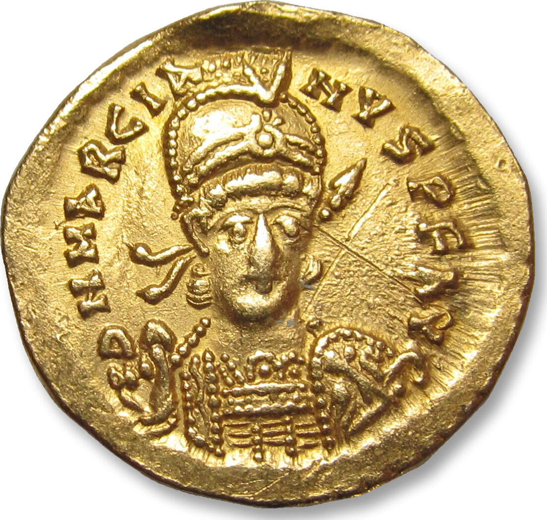 ROMAN EMPIRE AV gold solidus circa 450 A.D. Marcian / Marcianus ...