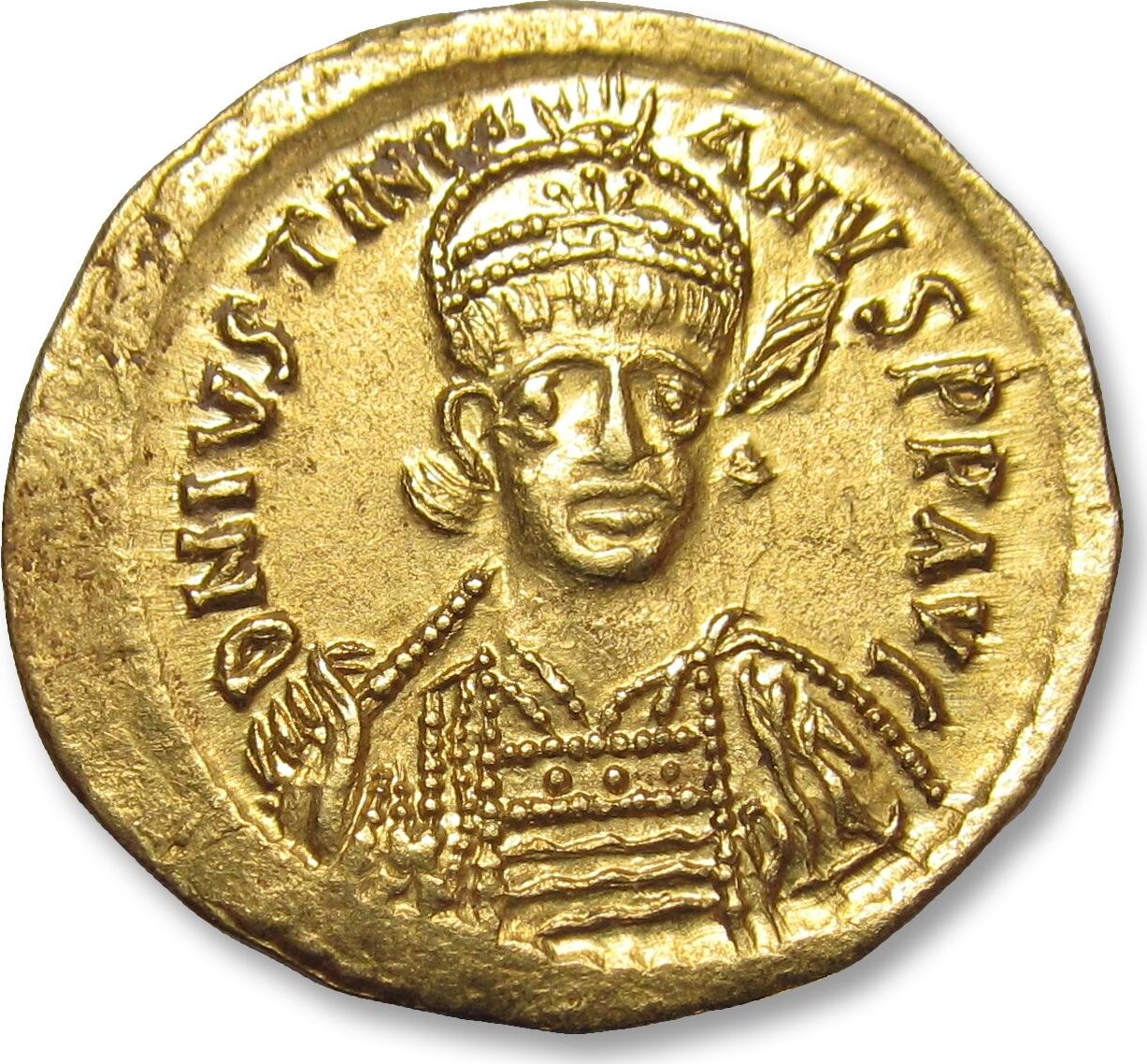 BYZANTINE EMPIRE AV gold solidus 527-538 A.D. Justinian I / Justinianus ...