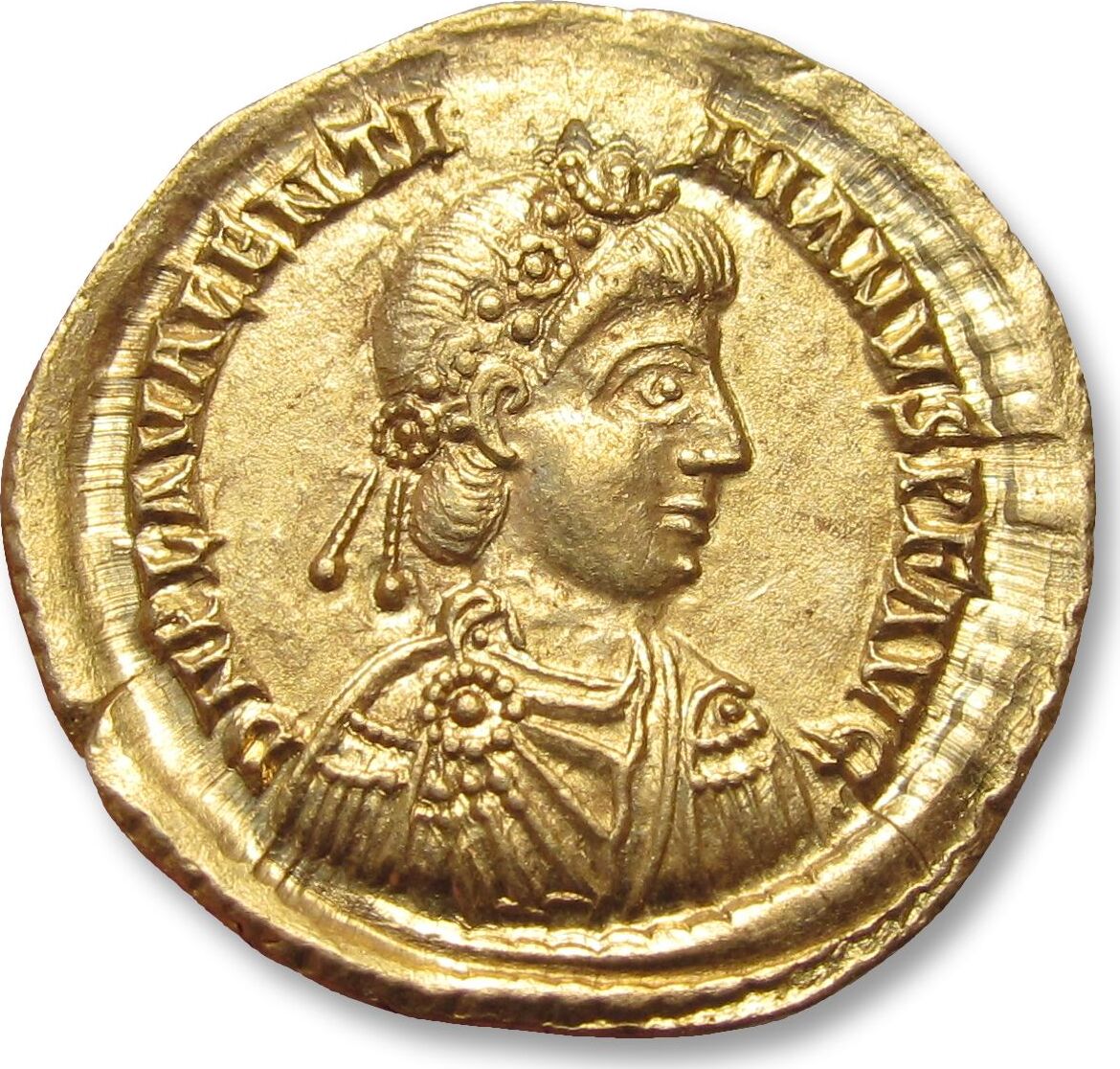 ROMAN EMPIRE AV gold solidus 426-430 A.D. Valentinian III ...