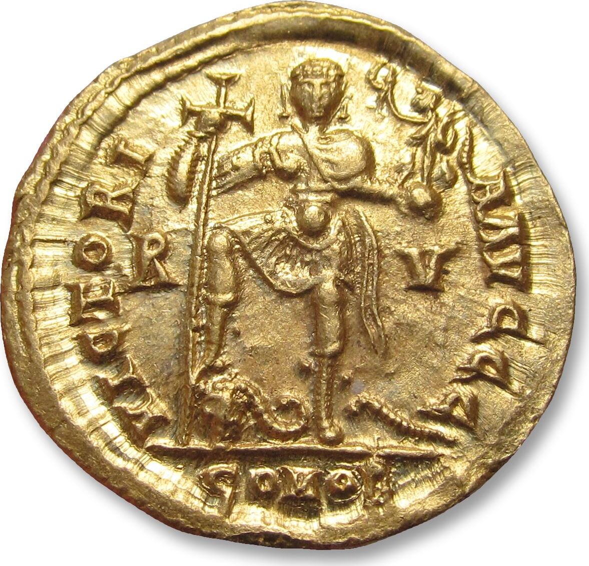 ROMAN EMPIRE AV gold solidus 426-430 A.D. Valentinian III ...