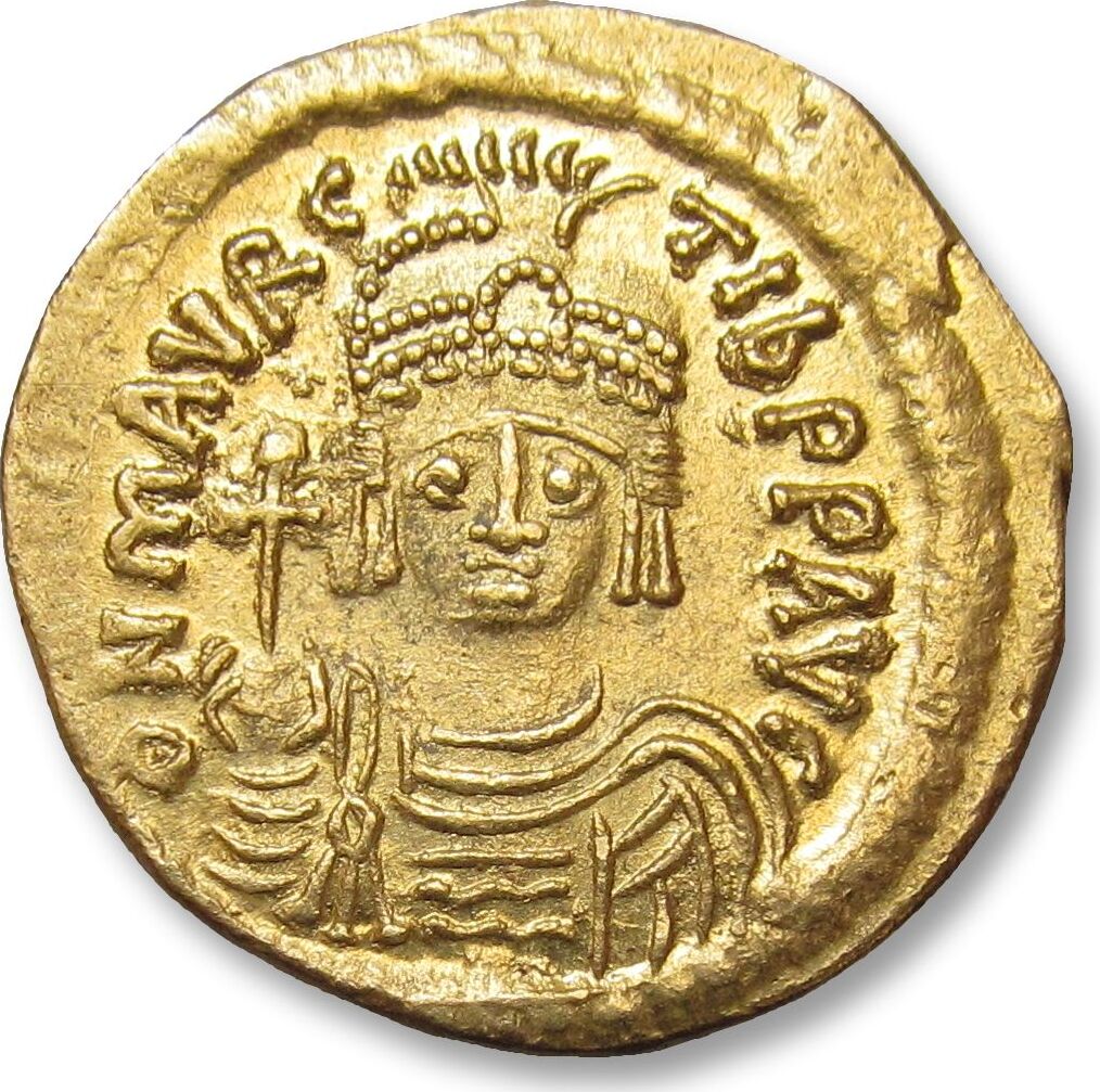 BYZANTINE EMPIRE AV gold solidus 583-601 A.D. Maurice Tiberius ...