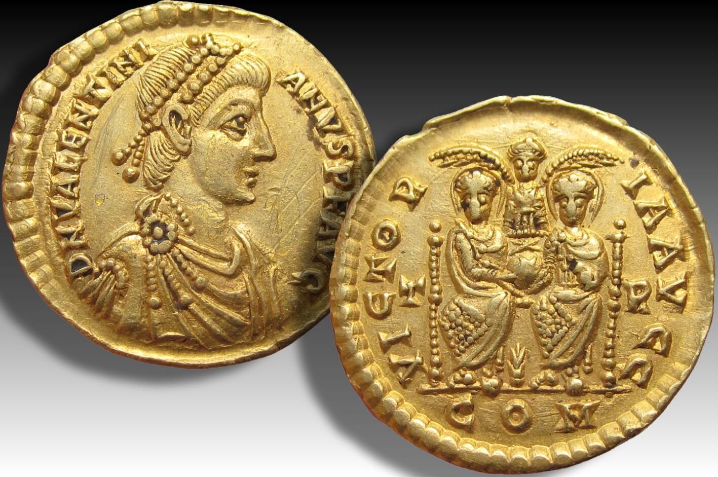 ROMAN EMPIRE AV gold solidus 389-391 A.D. A.D. Valentinian II ...