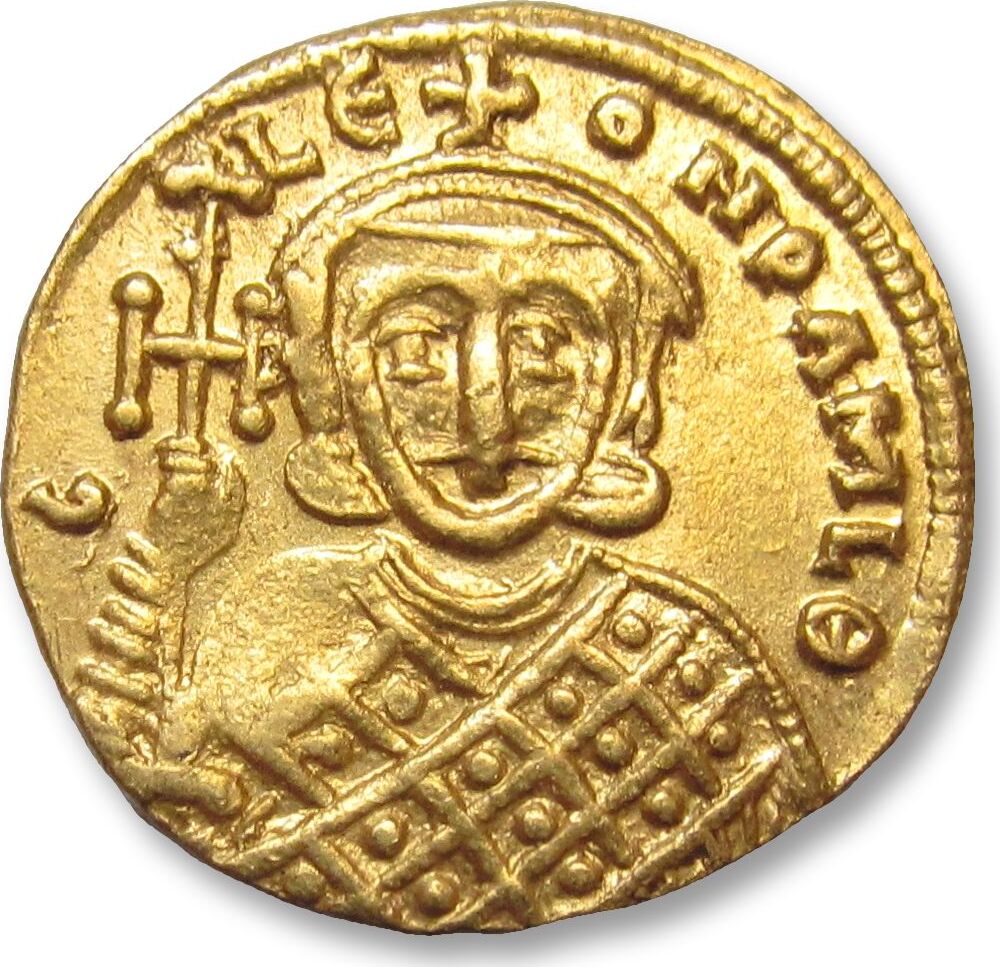 BYZANTINE EMPIRE AV gold solidus 756-764 A.D. Constantine V Copronymus ...