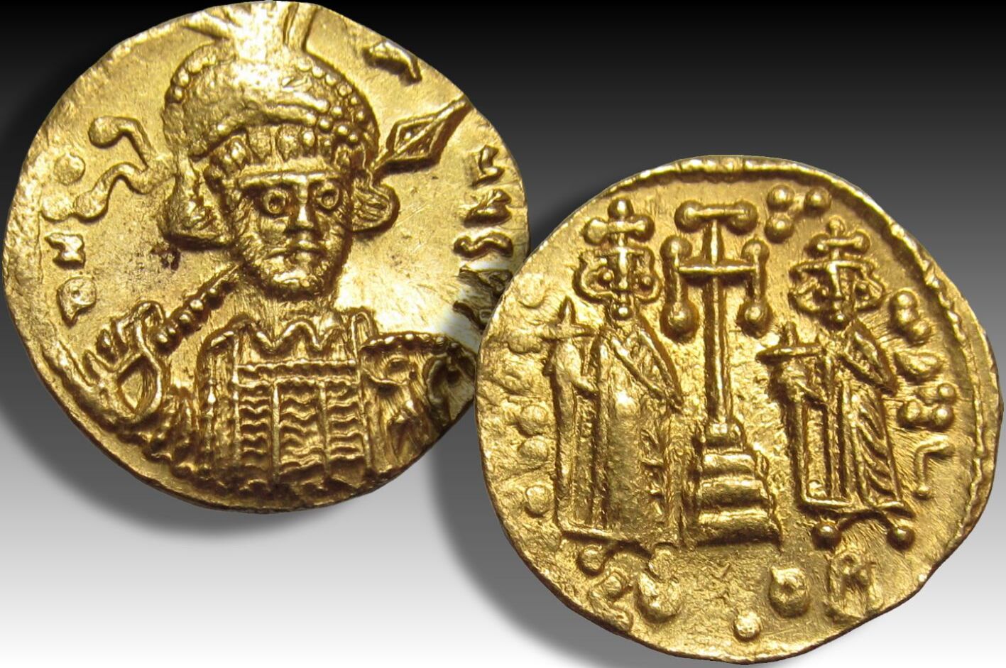 BYZANTINE EMPIRE AV gold solidus circa 674-681 A.D. Constantine IV ...