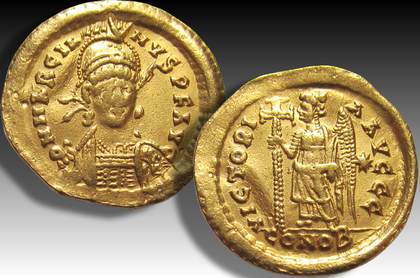 ROMAN EMPIRE AV gold solidus circa 450 A.D. Marcian / Marcianus ...