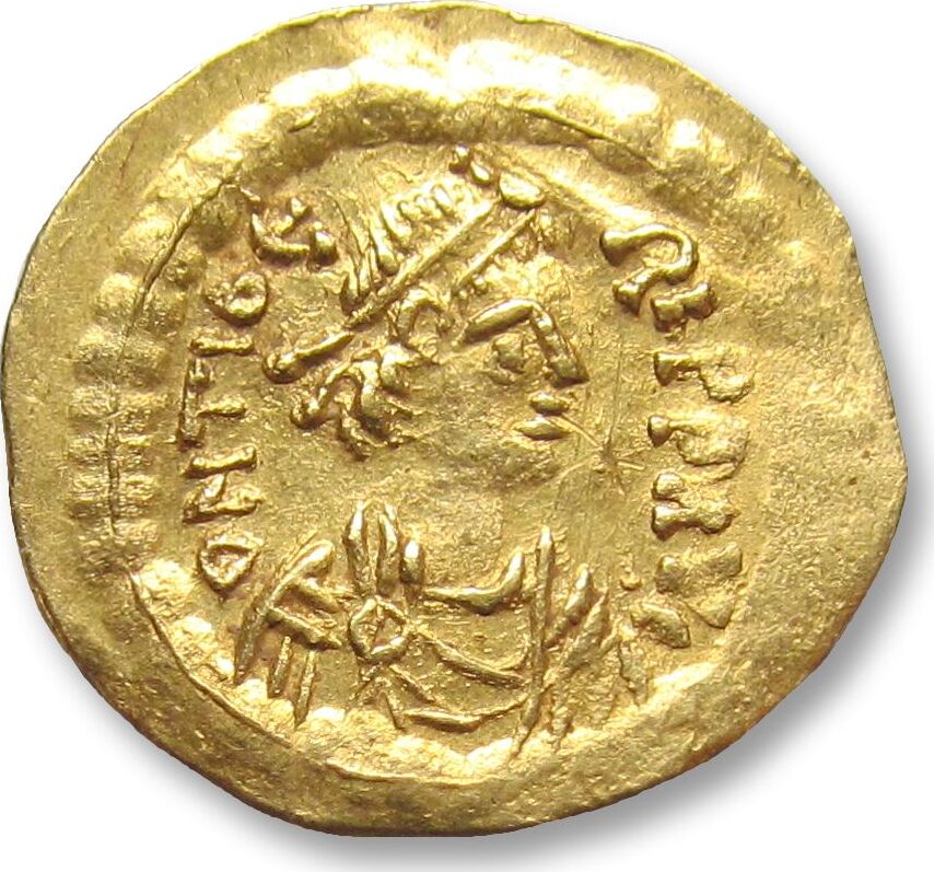 BYZANTINE EMPIRE AV gold tremissis 583-601 A.D. Maurice Tiberius ...