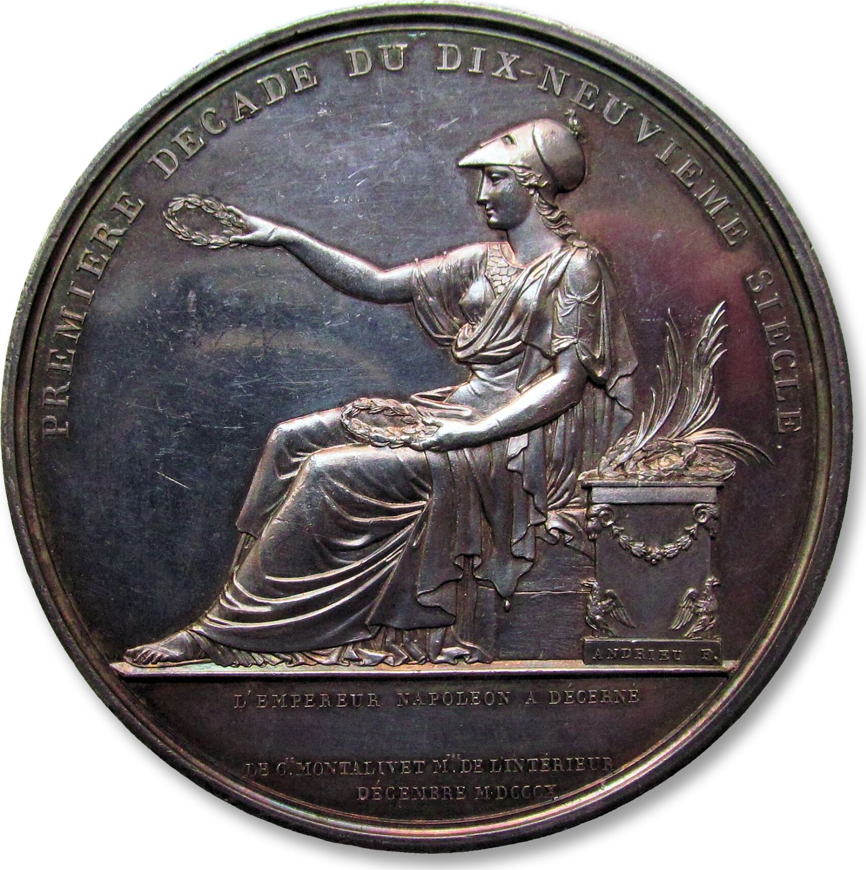 FRANCE - PREMIER EMPIRE AR 68mm SILVER commemorative medal 1810 A.D ...