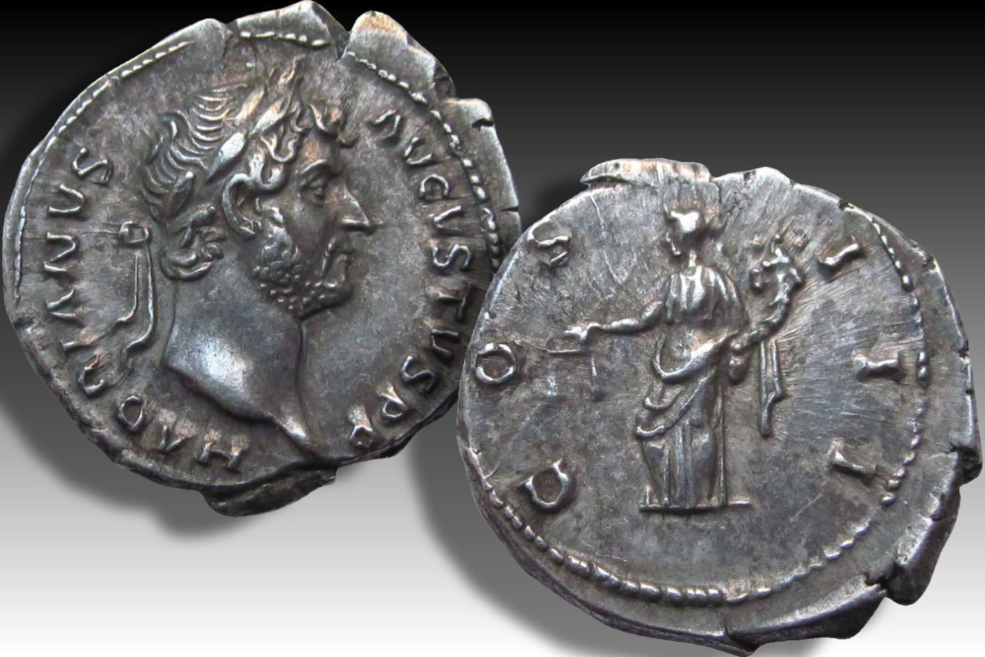 ROMAN EMPIRE AR denarius 128-129 A.D. Hadrian / Hadrianus, Rome mint ...