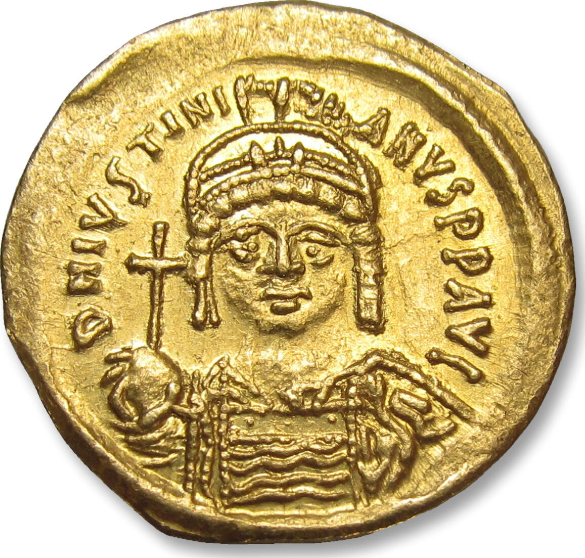 BYZANTINE EMPIRE AV gold solidus 545-565 A.D. Justinian I / Justinianus ...