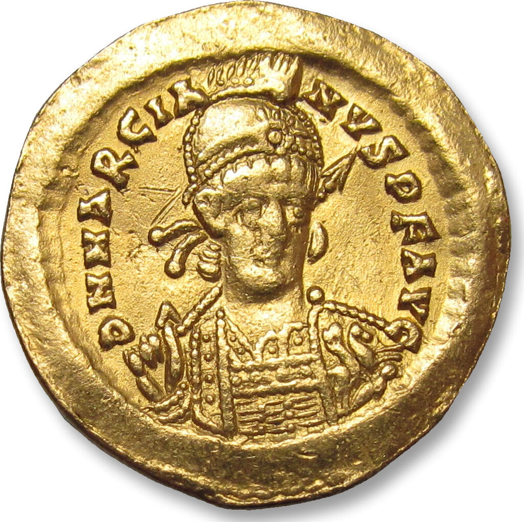ROMAN EMPIRE AV gold solidus circa 450 A.D. Marcian / Marcianus ...
