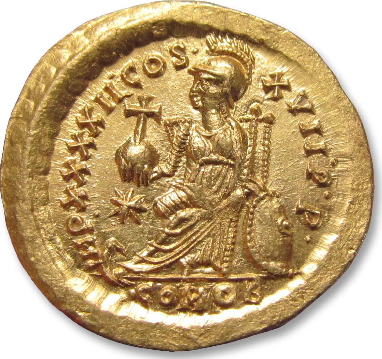 ROMAN EMPIRE AV gold solidus 441-450 A.D. Theodosius II, Constantinople ...