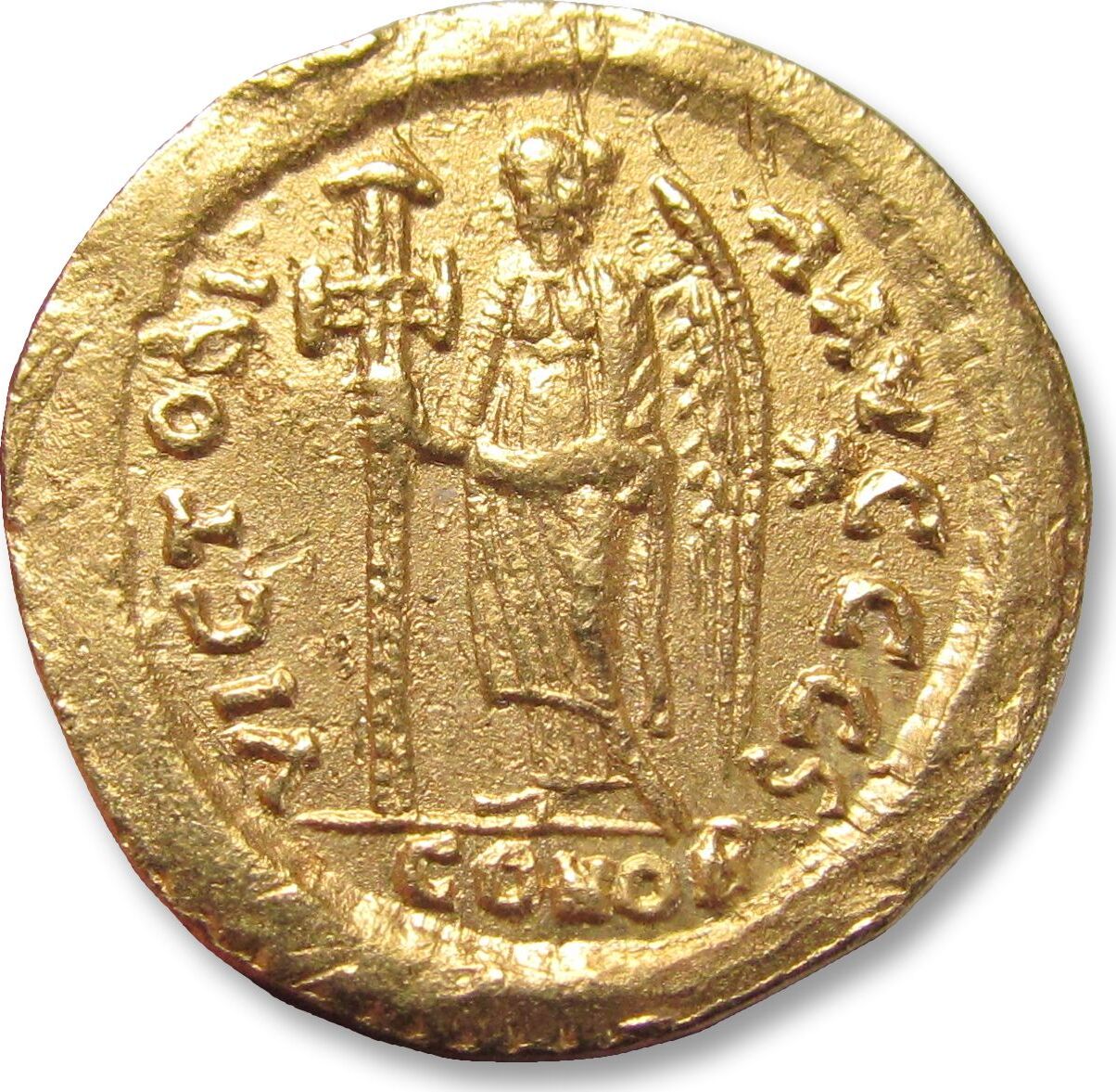 ROMAN EMPIRE AV gold solidus 476-491 A.D. Zeno, Constantinople mint ...