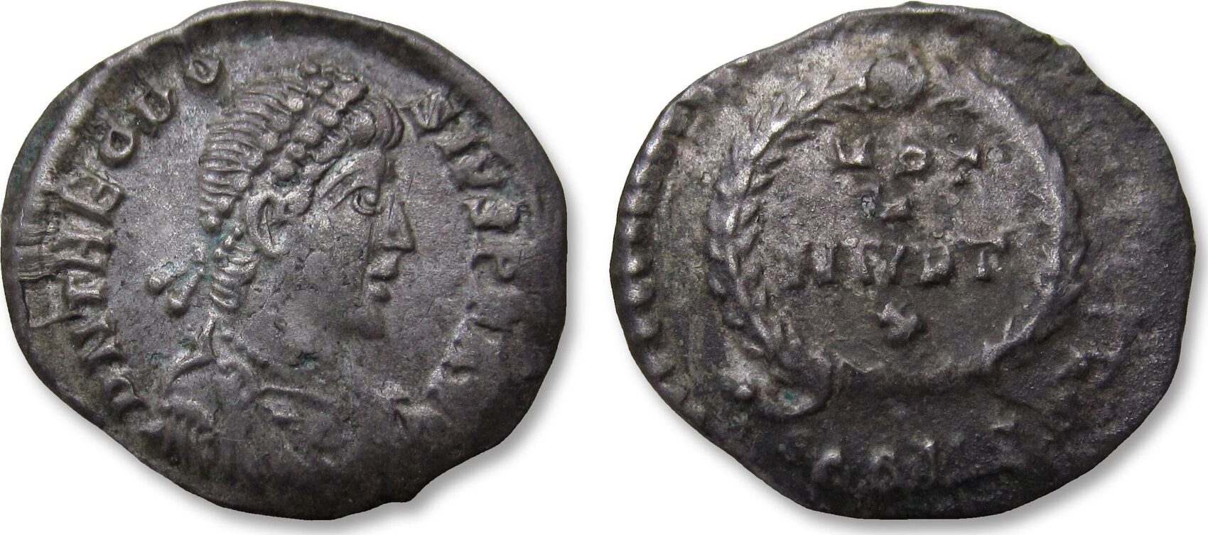ROMAN EMPIRE AR siliqua 379-395 A.D. Theodosius I, Constantinople mint ...
