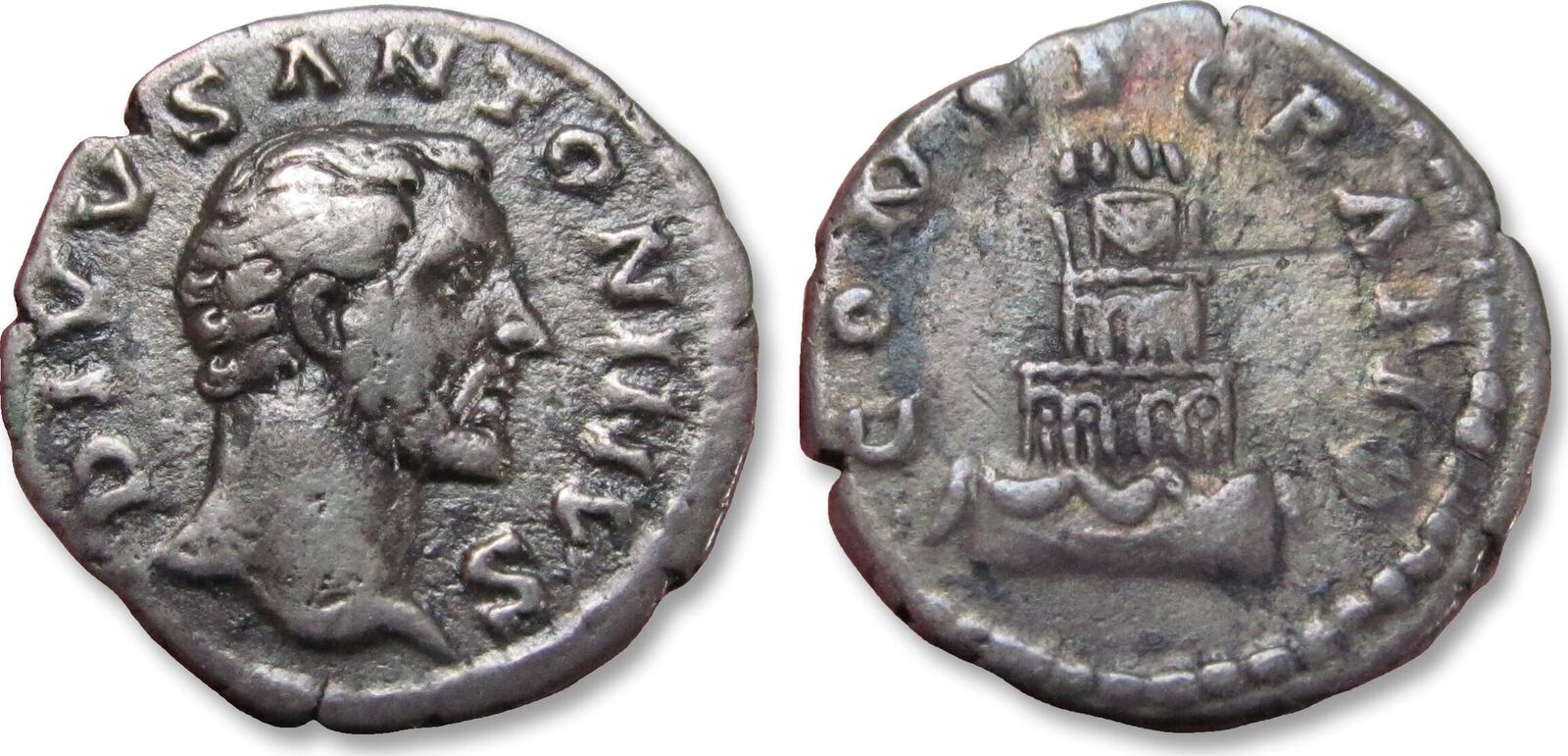 ROMAN EMPIRE AR denarius after 161 A.D. Divus Antoninus Pius, Rome mint ...