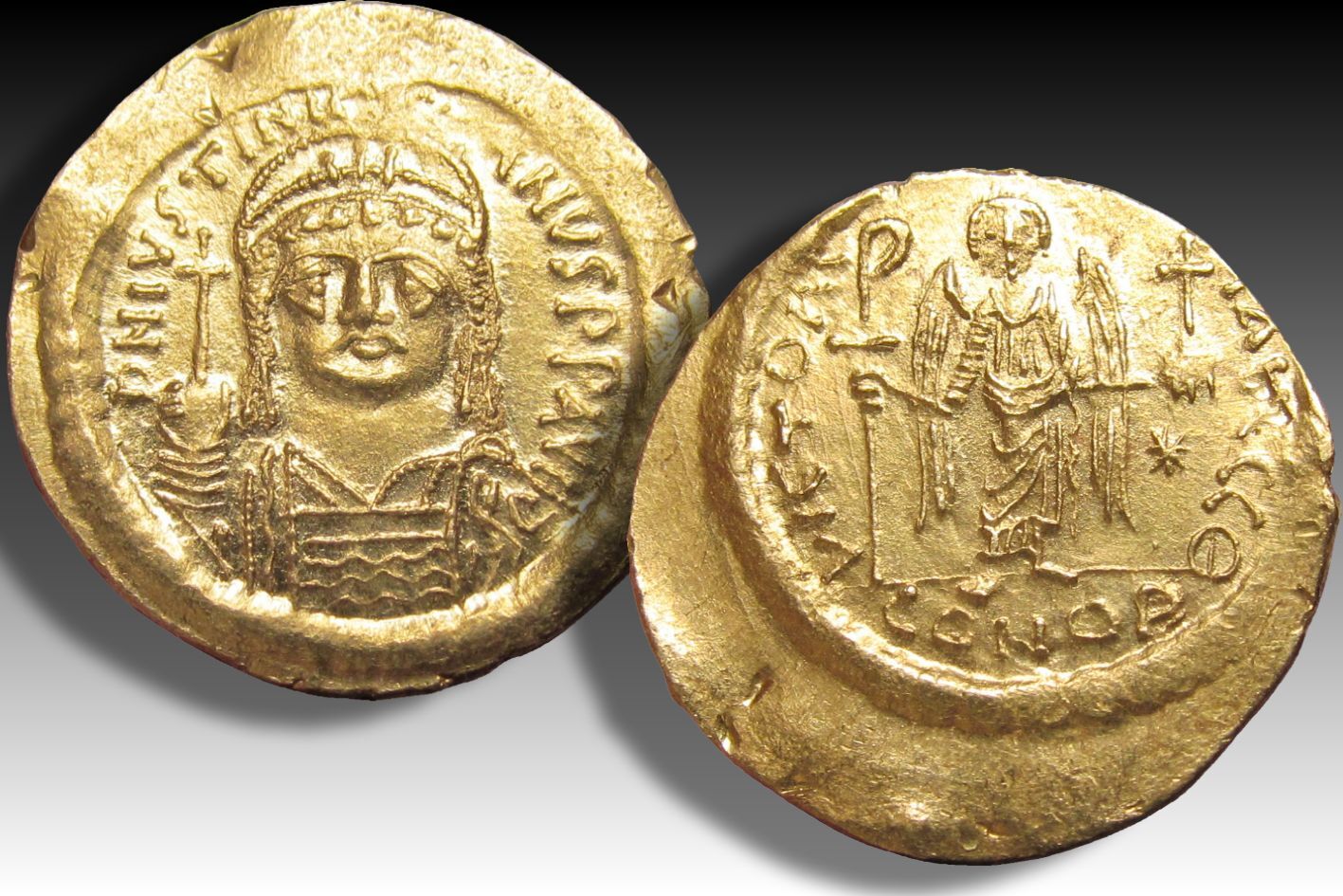BYZANTINE EMPIRE AV gold solidus circa 538-545 A.D. Justinianus I ...