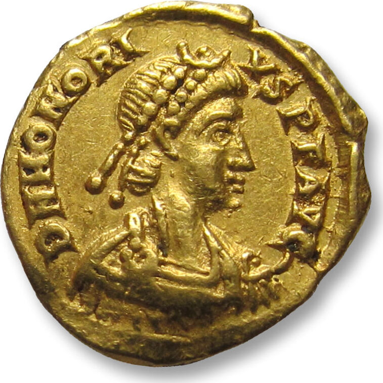 ROMAN EMPIRE AV gold tremissis circa 402-406 A.D. Honorius, Ravenna ...