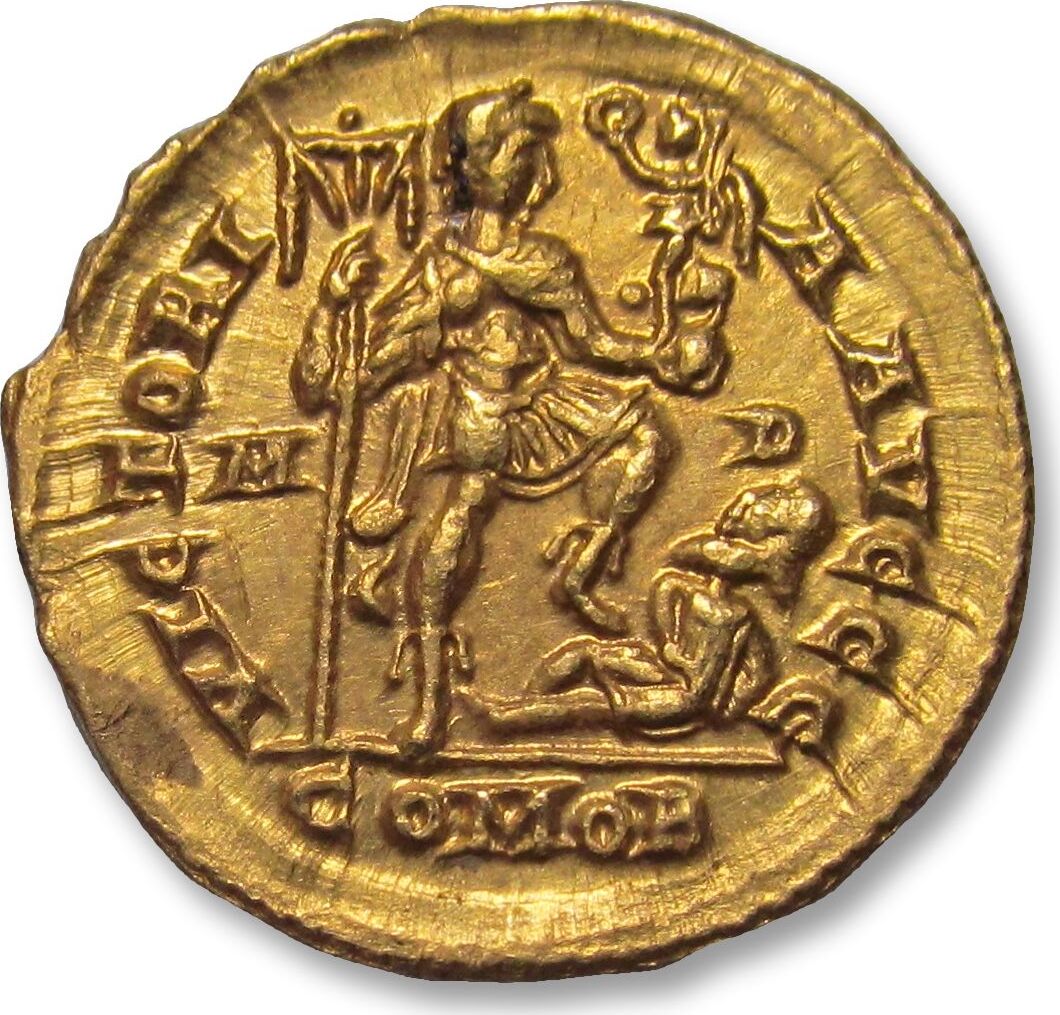 ROMAN EMPIRE AV gold solidus circa 395-402 A.D. Honorius, Mediolanum ...