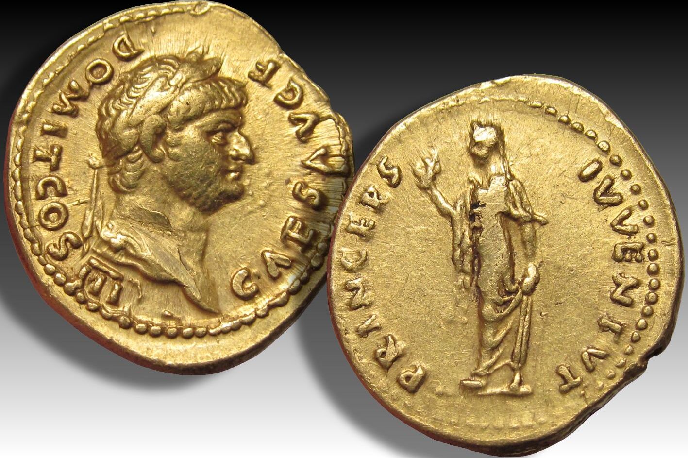 ROMAN EMPIRE AV gold aureus circa 75 A.D. Domitian / Domitianus as ...