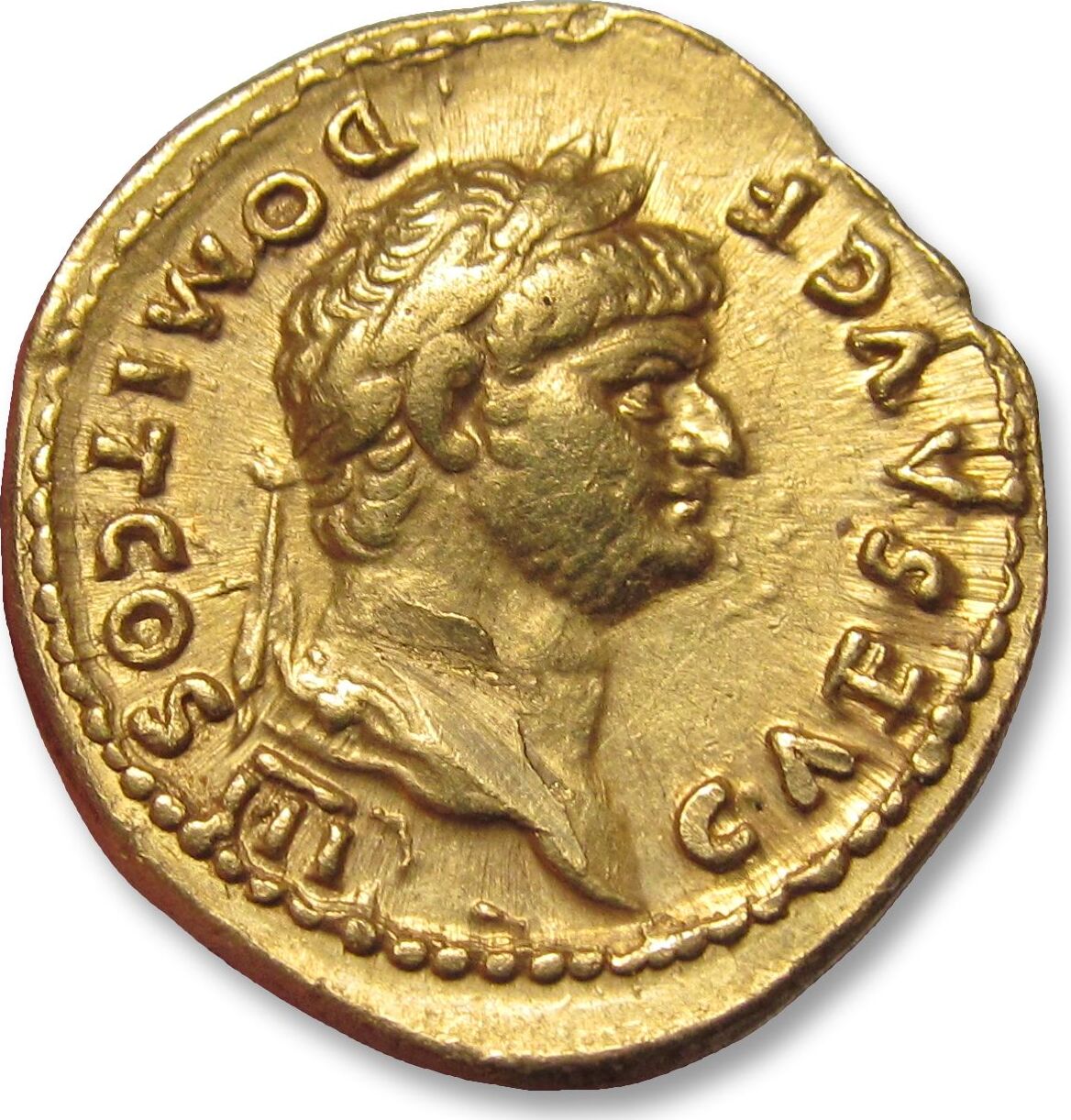ROMAN EMPIRE AV gold aureus circa 75 A.D. Domitian / Domitianus as ...