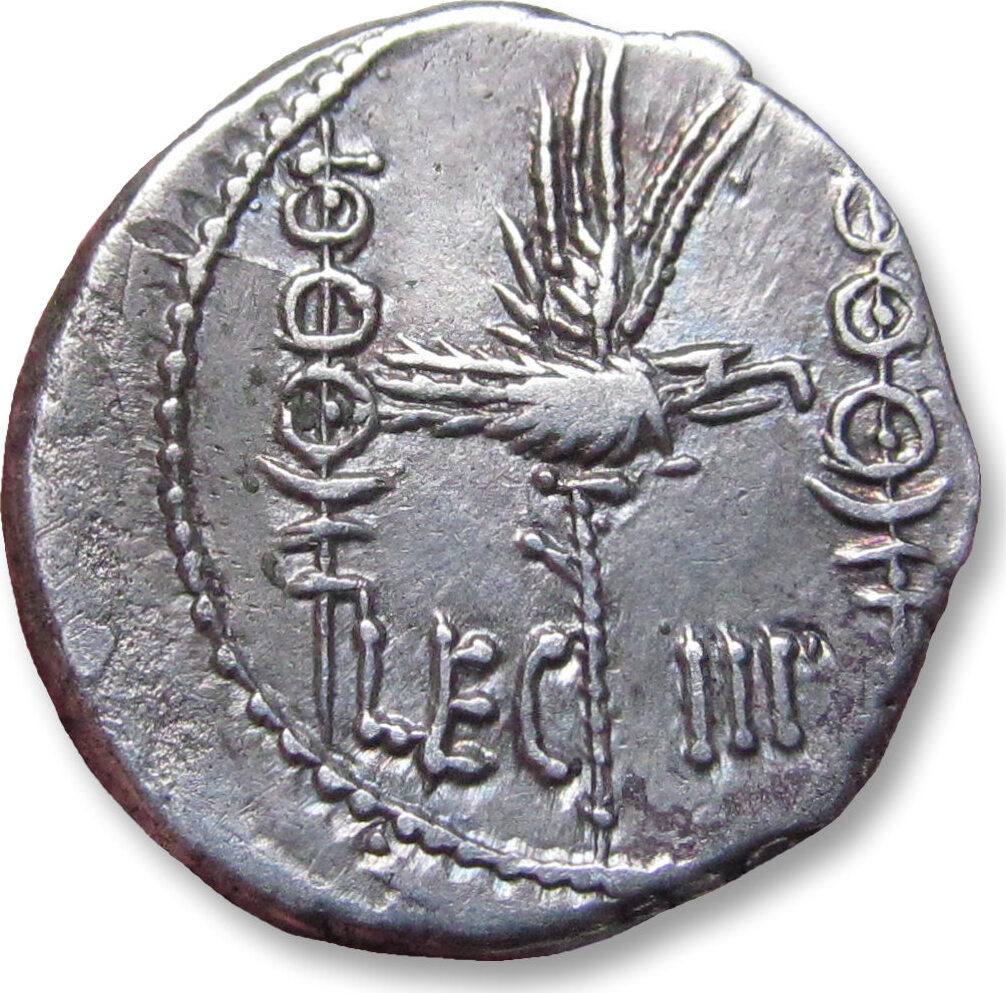 ROMAN REPUBLIC AR denarius 32-31 B.C. Marc Antony, legionary denarius ...