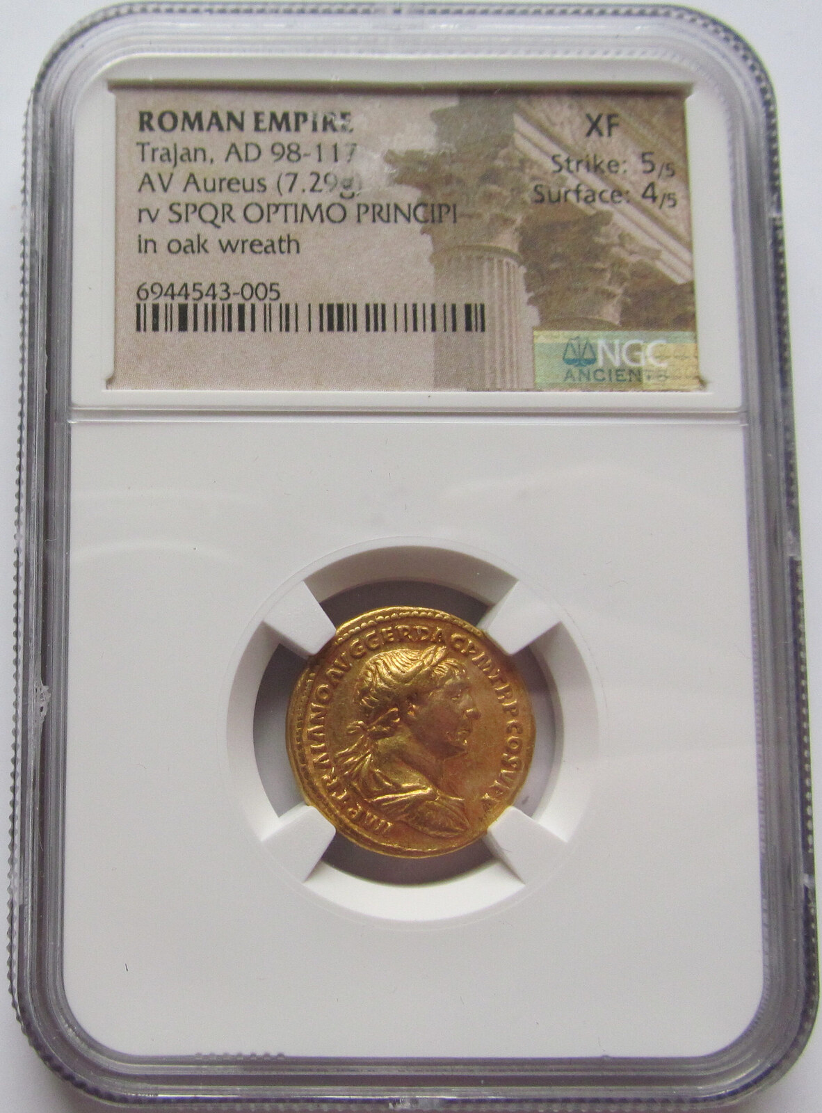 ROMAN EMPIRE AV gold aureus 107 A.D. Trajan / Trajanus, Rome mint - S P ...