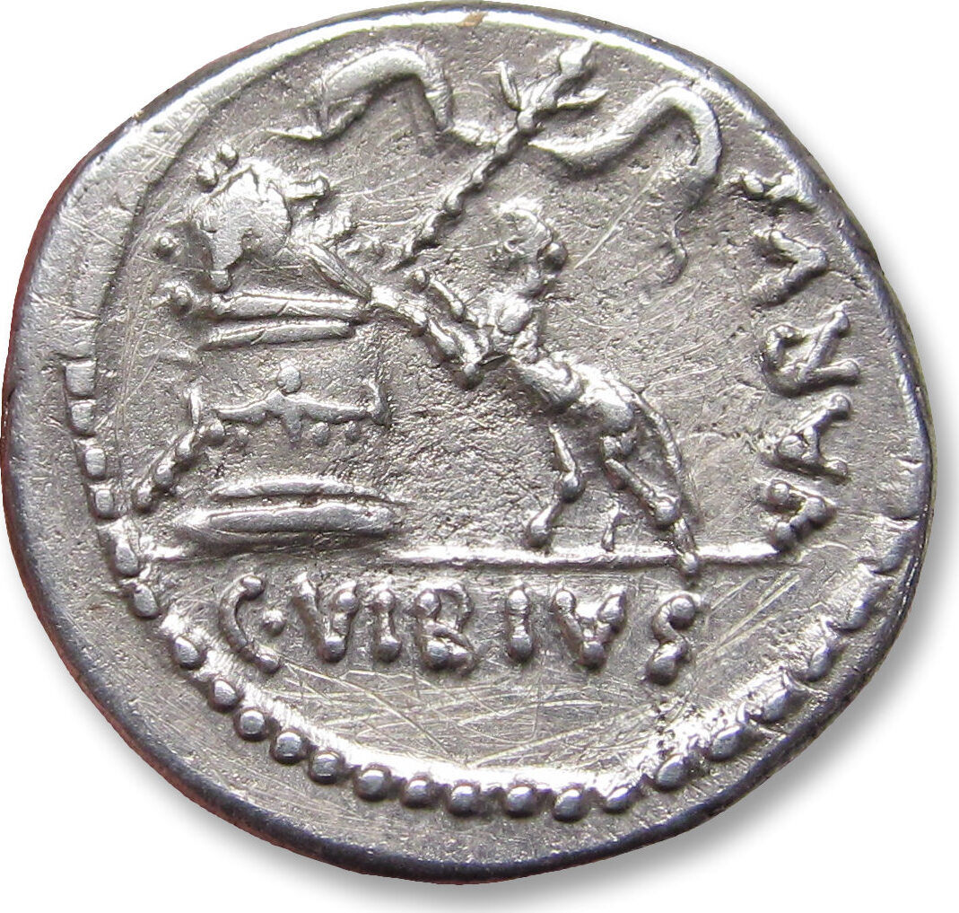 ROMAN REPUBLIC AR denarius 42 B.C. C. Vibius Varus, Rome mint VF+ ...