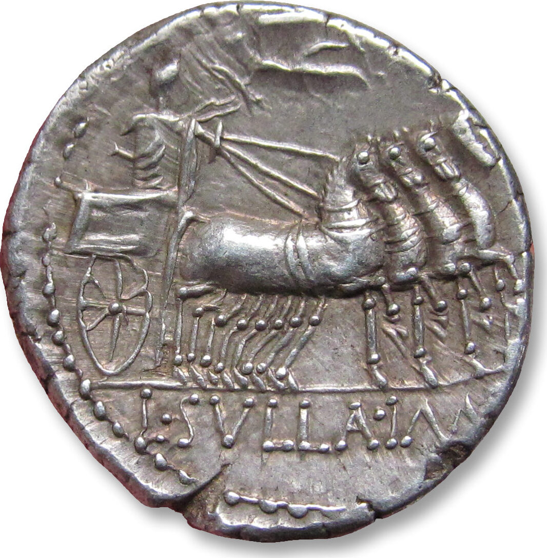 ROMAN REPUBLIC AR denarius 82 B.C. L. Cornelius Sulla and L. Manlius ...