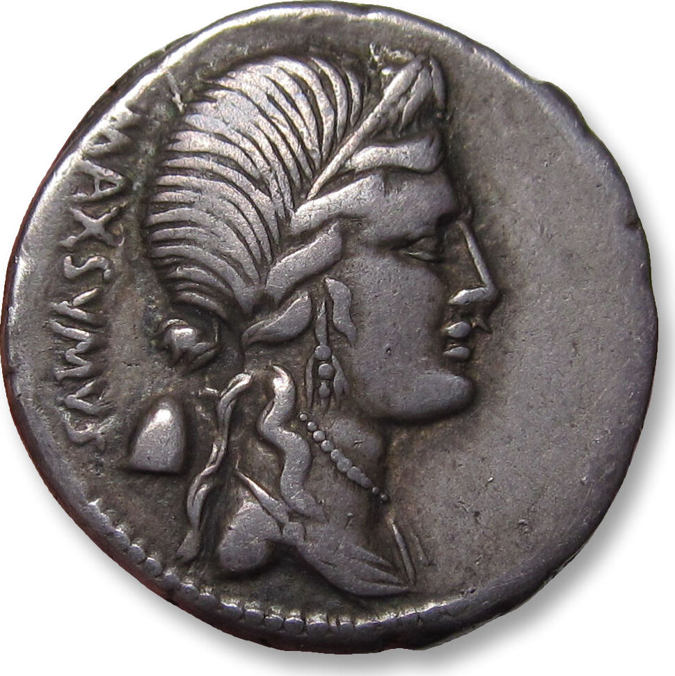 ROMAN REPUBLIC AR denarius 75 B.C. Cn. Egnatius Cn.f. Cn.n. Maxsumus ...