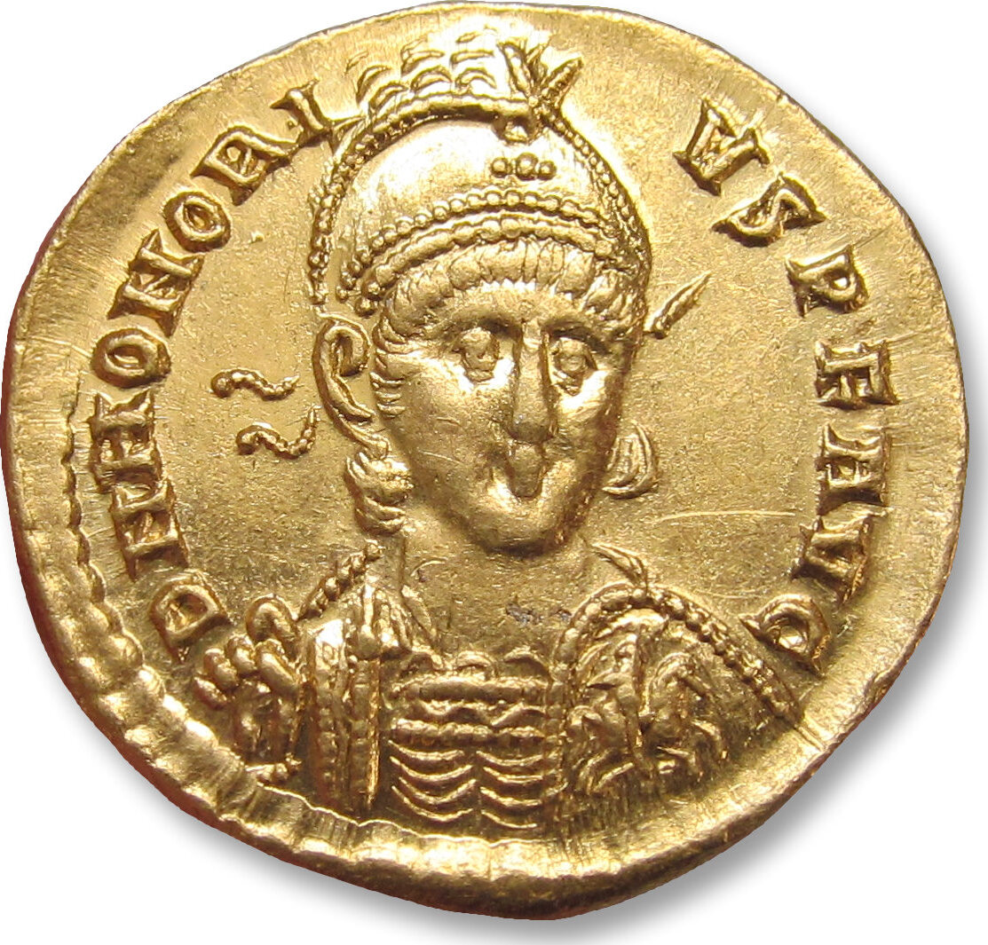 ROMAN EMPIRE AV gold solidus 395-402 A.D. Honorius, Constantinople mint ...