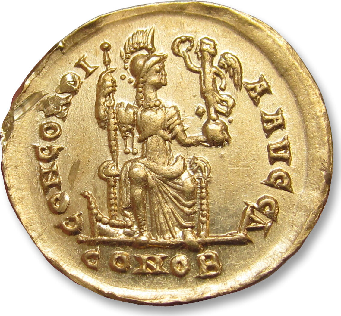 ROMAN EMPIRE AV gold solidus 395-402 A.D. Honorius, Constantinople mint ...