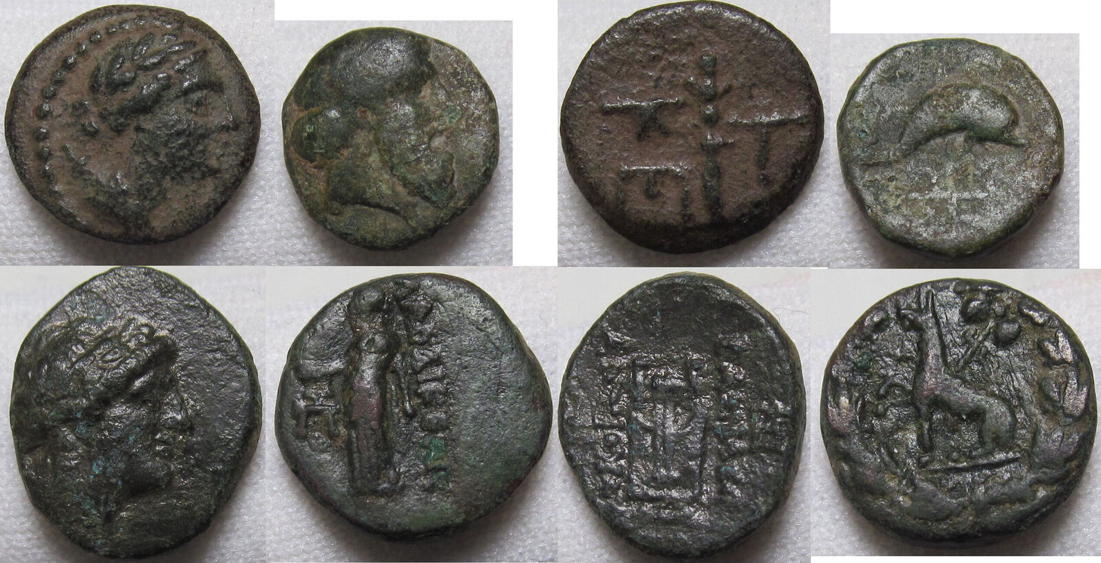 ANCIENT GREECE circa 350-50 B.C. Group of 4 tiny coins (approx 13-15mm ...