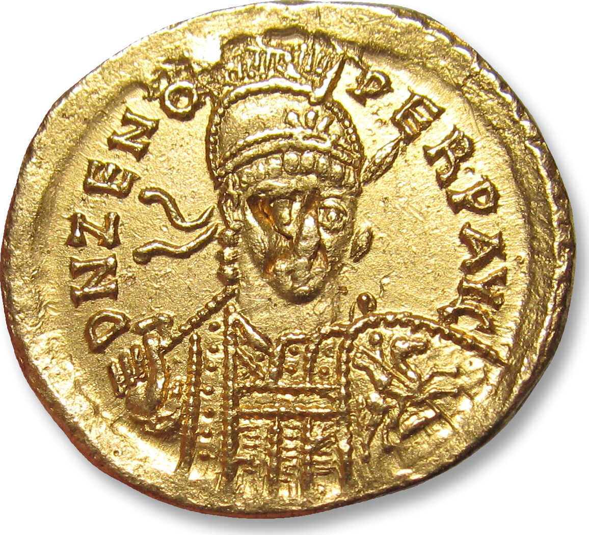 ROMAN EMPIRE AV gold solidus 476-491 A.D. Zeno, Constantinople mint ...