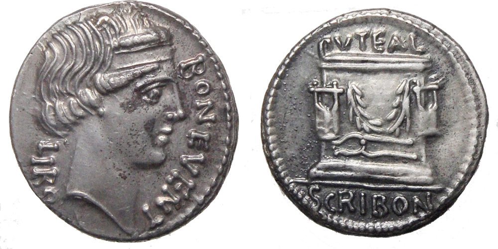 Roman Republic denarius 62 BC. L.Scribonius Libo Exf. | MA-Shops