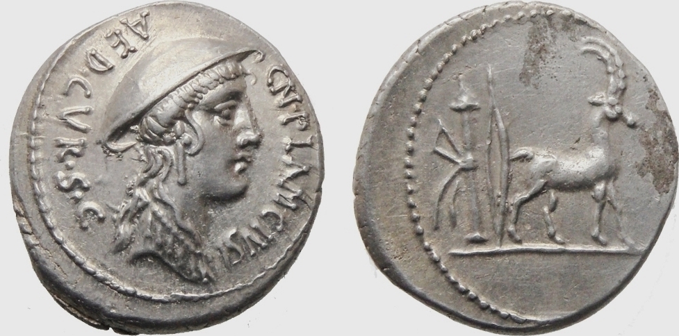 Roman Republic denarius 55 BC. CN.Plancius good Extremely fine | MA-Shops