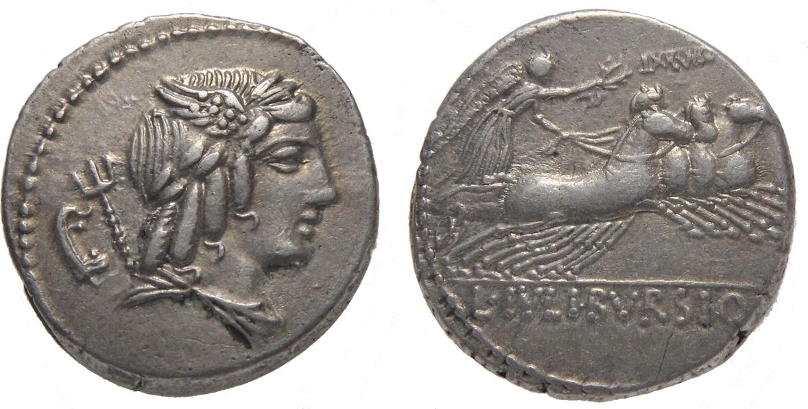 Roman Republic denarius 85 BC. L.Julius Bursio good very fine, with ...