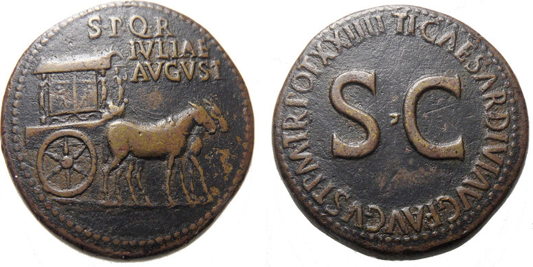 Roman Empire sestertius 14-29 AD. Iulia Augusta ( Livia ) struk under ...