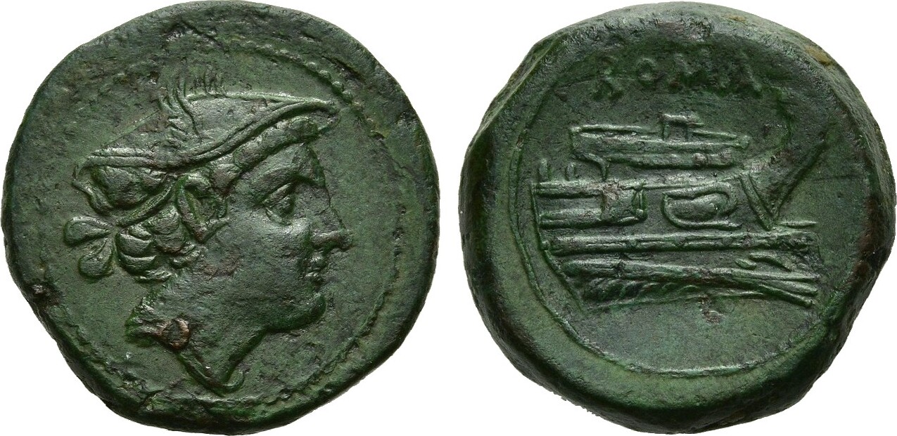 RÖMISCHE REPUBLIK Semiuncia 215 - 212 v. Chr. ANONYME PRÄGUNGEN, 280 ...